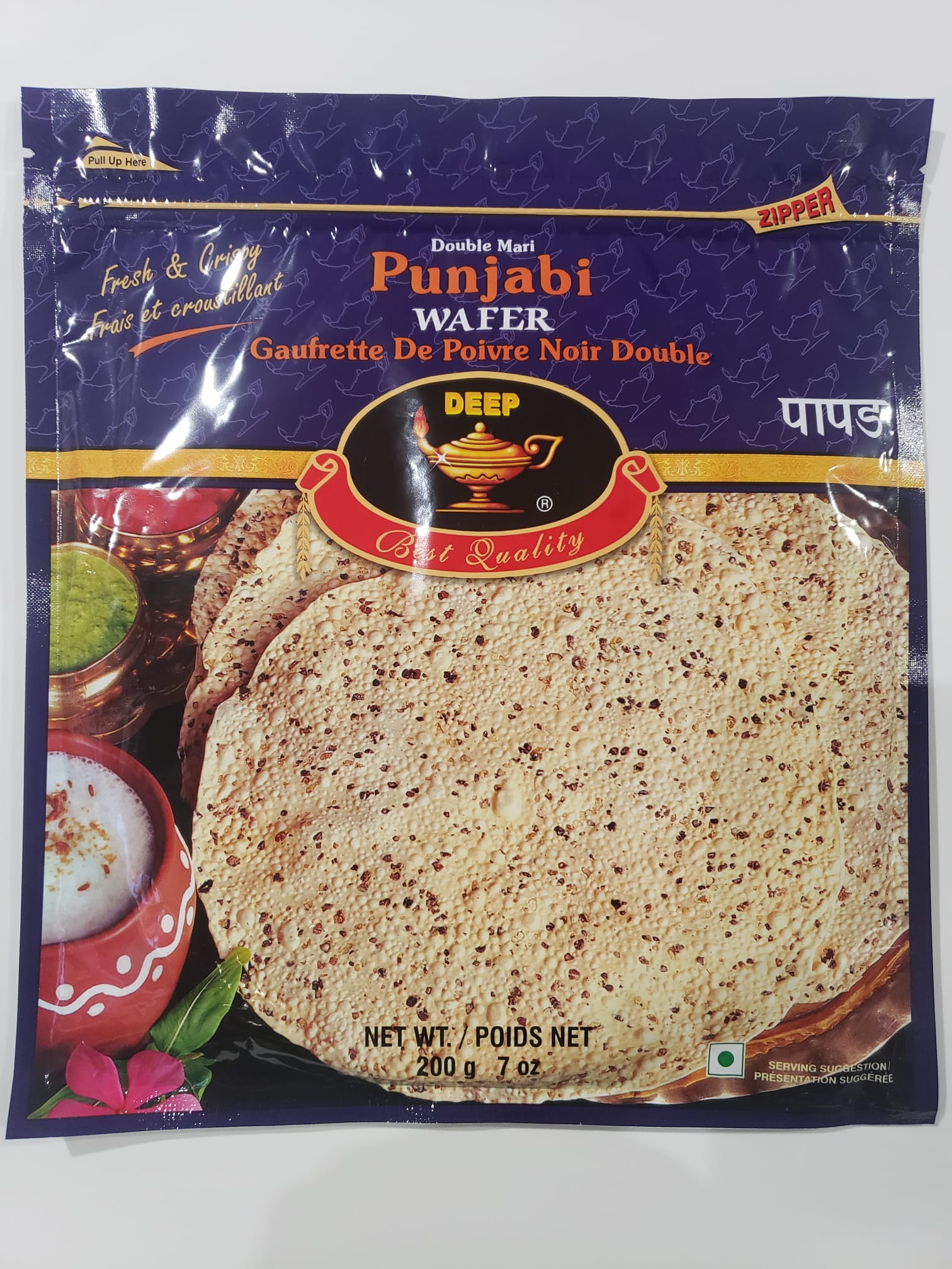 Deep Double Mari Punjabi Wafer (Papad) - 3 PACK - 200g Each – ADI Ships